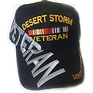 Desert Storm Veteran Baseball Cap Black Military Hat Army Air Force Marine for Vet Men Women