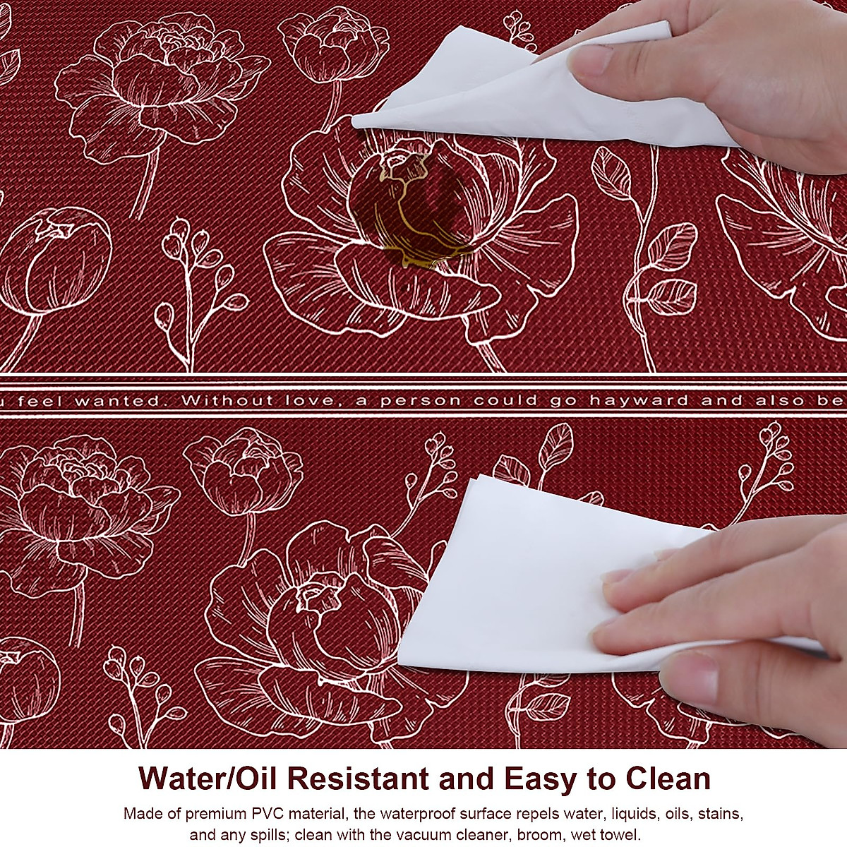 ROTTOGOON Kitchen Floor Mat Set of 2, Cushioned Anti Fatigue Kitchen Mat 17"x59"+17"x29", Non-Slip Waterproof Kitchen Rug, Premium PVC Comfort Kitchen Mats and Rugs for Kitchen, Office, Home, Laundry