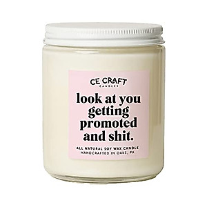 CE Craft - Look at You Getting Promoted & Sh*t Candle - Promotion Gift, Coworker Gift, Office Workplace Candle, New Promotion, Congratulations, Gift for Her, Promotion Job Candle (Caramel Apple)