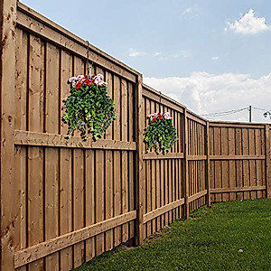 HiGift 8 Pack Vinly Fence Hooks, 2 x 6 inch Patio Brown Powder Coated Steel Fence Hangers for Hanging Plants, Planters, Bird Feeders, Lights