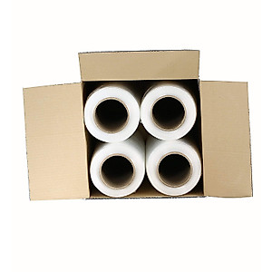 PackageZoom 4 Rolls 18" x 1500 Ft Stretch Wrap Heavy Duty, Industrial Strength Shrink Wrap, 55 Gauge High Performance Stretch Film Replaces 80 Gauge Low Films, Clear Hand Stretch Wrap