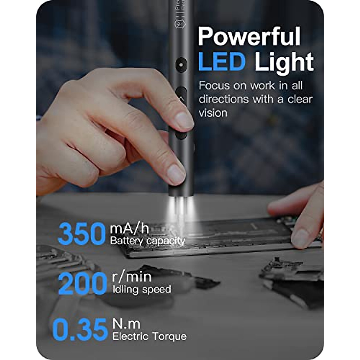 Kingsdun Mini Electric Screwdriver, 62 in 1 Cordless Precision Power Screwdriver with 48 Bits, Rechargeable Electrical Screwdriver Repair Tool Kit with LED Lights Magnetic Mat for Phones PC Laptops