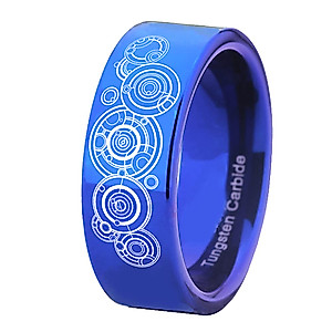 CLOUD DANCER Doctor Who Brand Tungsten Carbide Ring - for Men Women Wedding Ring and Engagement Ring-Free Customized Engraving (Blue, 13)