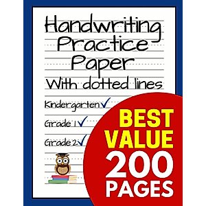 Handwriting Practice Paper with Dotted Lines: Blank 200-Page Notebook for Kids (Kindergarten writing paper with lines for ABC kids)
