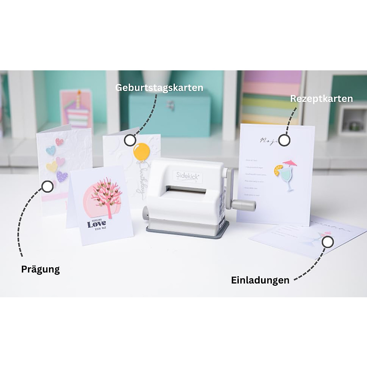 Sizzix Sidekick Starter Kit 661770 Portable Manual Die Cutting & Embossing Machine for Arts & Crafts, Scrapbooking & Cardmaking, 6.35 cm Opening, 2.5" Opening, White