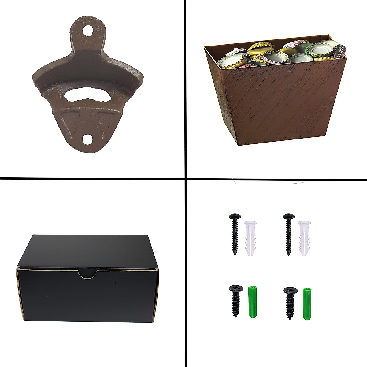 Luwanburg Retro Cast Iron Beer Bottle Opener Wall Mounted with Cap Catcher Collector Brown Great Choice for New Year Men Gift