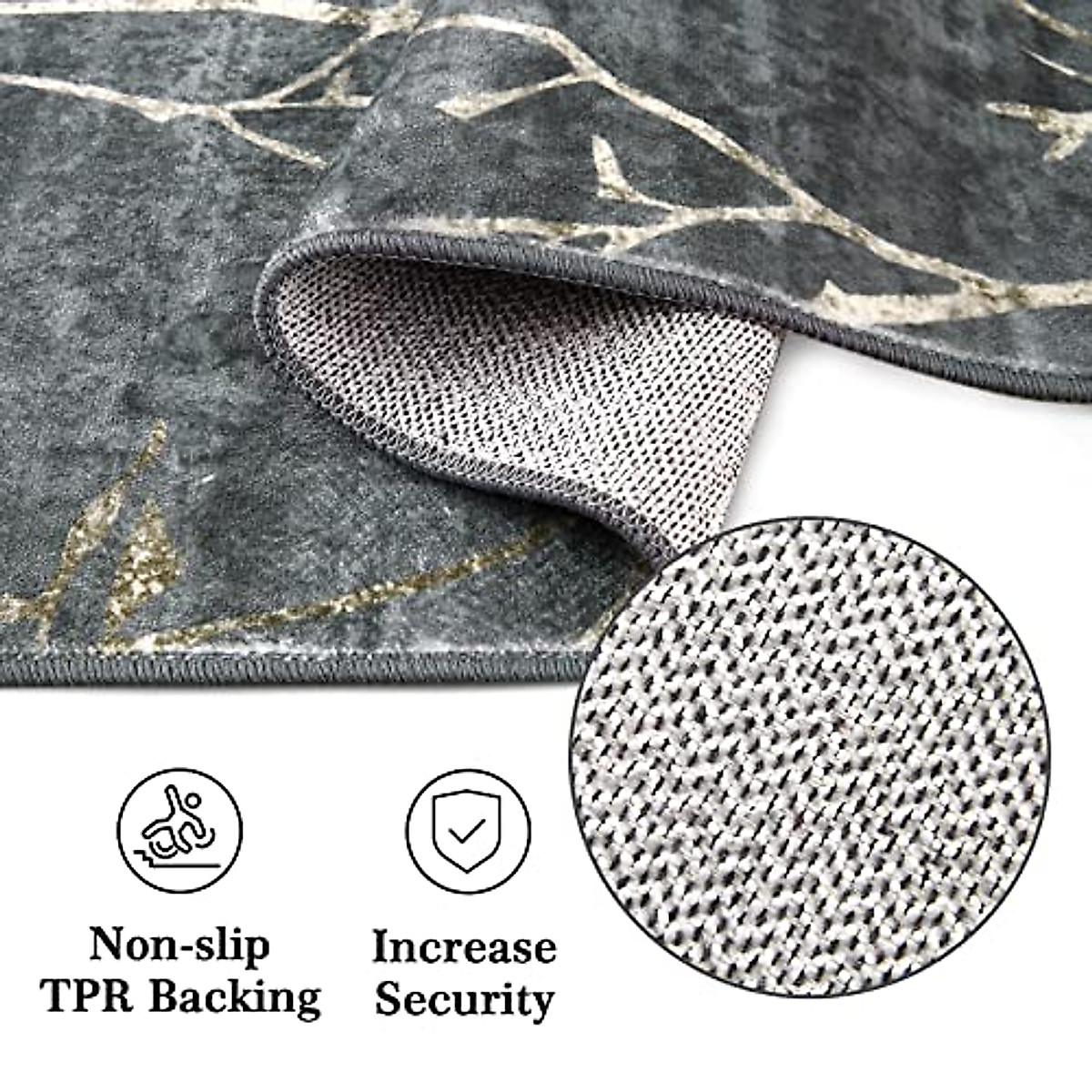 RUGSREAL Area Rug 2x6 Runner Rug Kitchen Mat Vintage Floral Runner Rug Entrance Foldable Rug Washable Hallway Entry Carpet Non Slip Rugs Farmhouse Living Room Bathroom Bedroom Dining Room,Grey