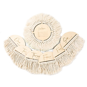 ibwaae Boho Baby Monthly Milestone Cards 7 Double Sided Wooden Milestone Discs from Newborn to 1 Year Photo Prop Announcement Sign Baby Registry Search for Baby Gift