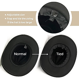 Lisianthus Felt Wide Brim Western Cowboy Hat for Men & Women Stone-Black