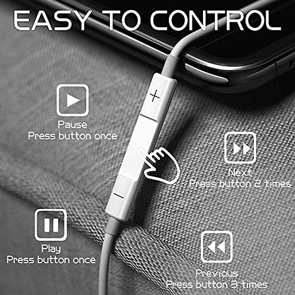 USB C Headphones HiFi Stereo USB Type C Earbuds in Ear Earphones Headset with Mic and Volume Control Compatible with Samsung Galaxy Google Pixel OnePlus 6T and More Type C Port Models