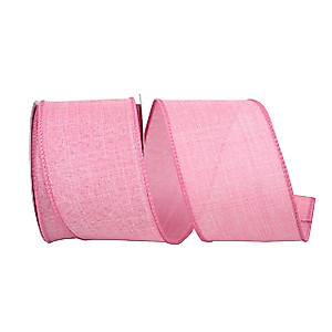 Reliant Ribbon 92573W-061-40F Everyday Linen Value Wired Edge Ribbon, 2-1/2 Inch X 10 Yards, Pink