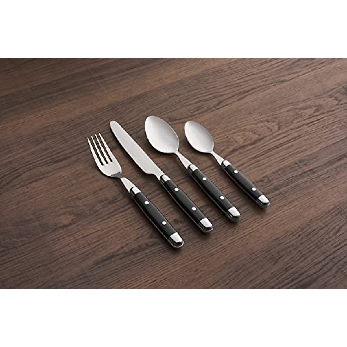 Cambridge Silversmiths 16 Piece Jubilee Flatware Set, Black, First Apartment, Back To College