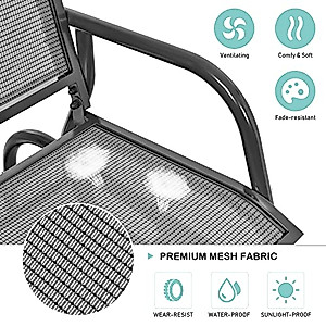 Tangkula Swing Glider Chair, Ergonomic Rocking Chair with Comfortable Fabric, Iron Frame, 4 Non-Slip Foot Pads, Outdoor Patio Glider Rocker Chair for Living Room, Garden, Backyard