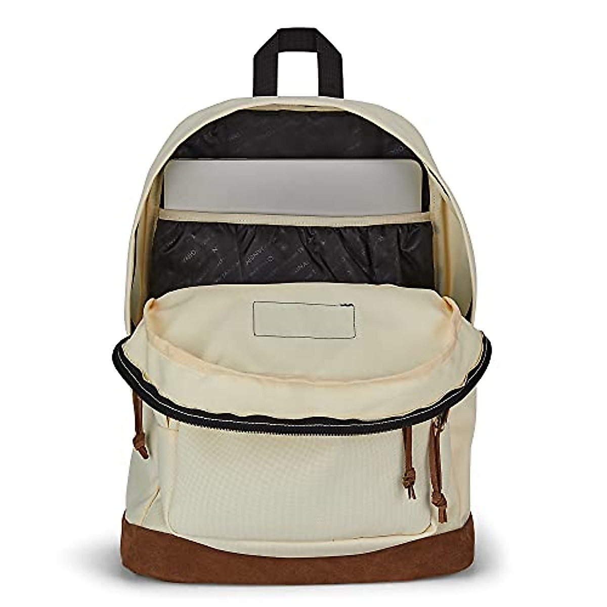 JanSport Right Pack Backpack - Travel, Work, or Laptop Bookbag with Leather Bottom, Coconut