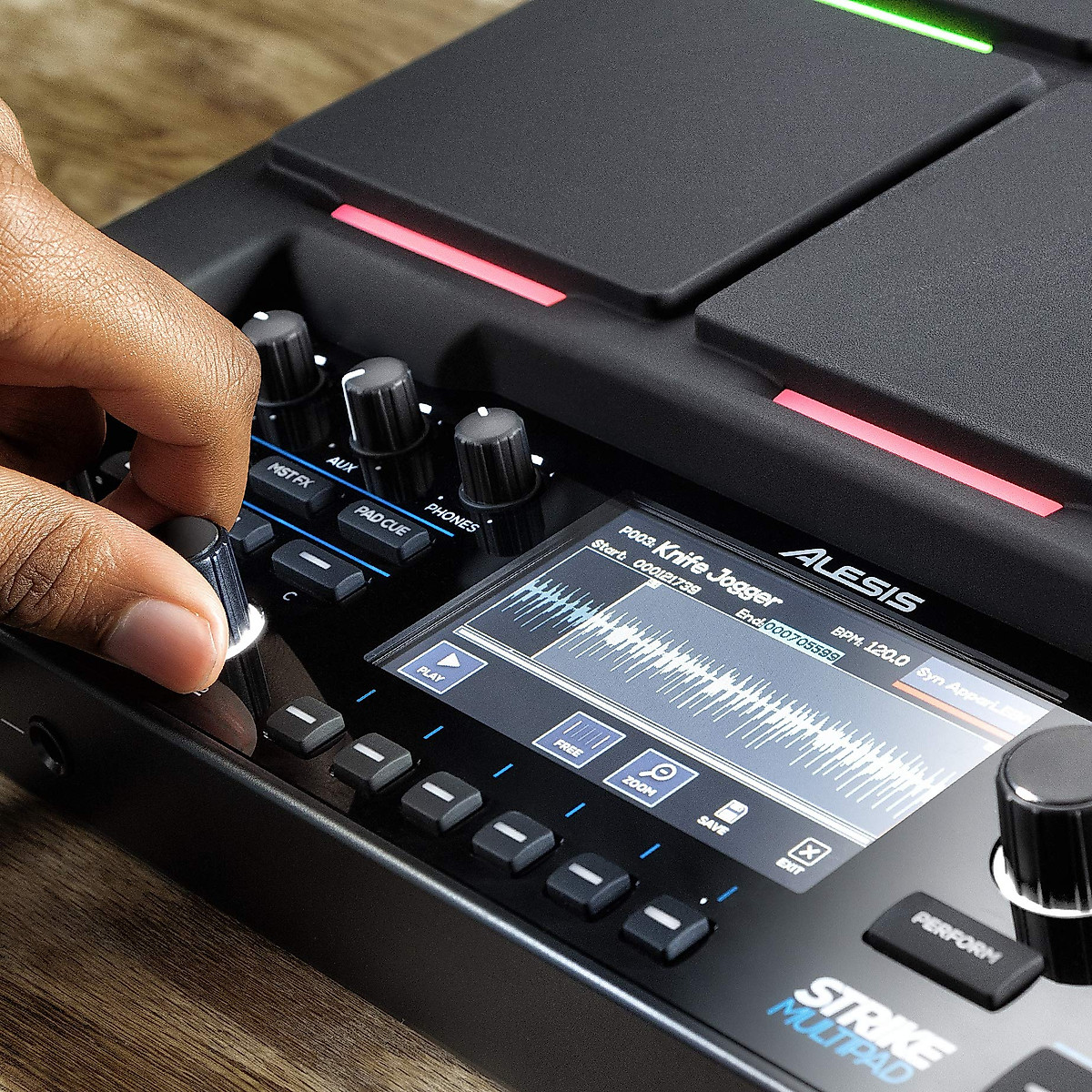 Alesis Strike Multipad - 9-Pad Percussion Instrument with Sampler, Looper, 2 Ins and Outs, Soundcard, Sample Loading via USB Thumb Drives and 4.3-Inch Display,Black