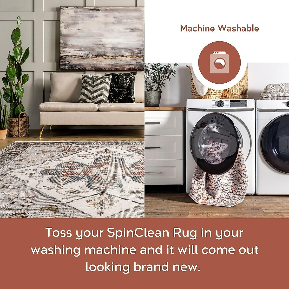 nuLOOM Mali Machine Washable Traditional Medallion Ultra Thin Runner Rug, 2' 6" x 12', Ivory