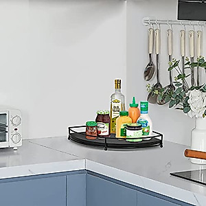 Y&ME Wood Counter Corner Shelf, Black Decorative Serving Tray Bathroom Organizer Countertop, Rustic Tray Riser for Coffee Bar Decor, Display Riser for Farmhouse Accent Centerpiece in Kitchen/Dining