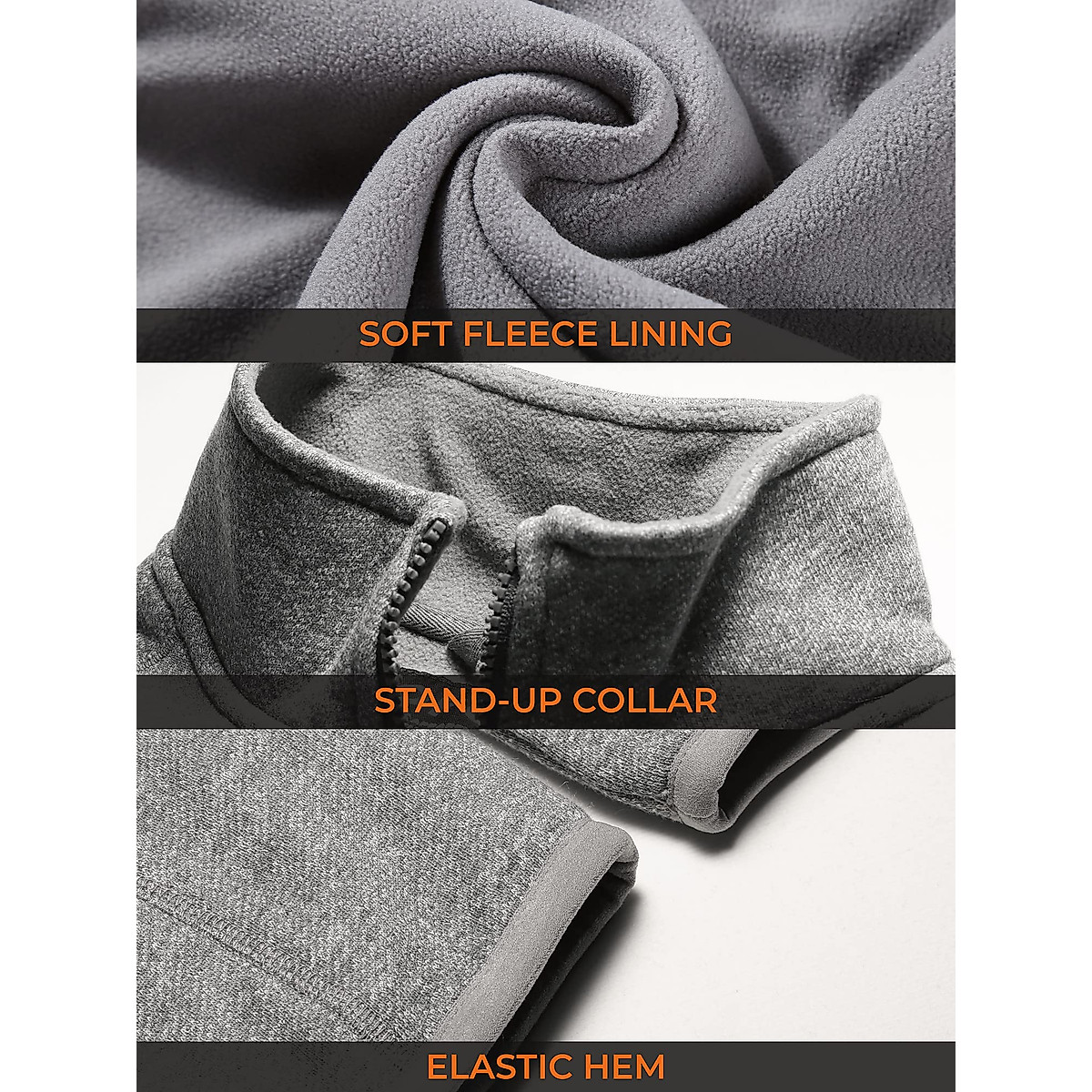 ORORO Men's Heated Fleece Jacket Full Zip with Battery Pack (Grey, XL)