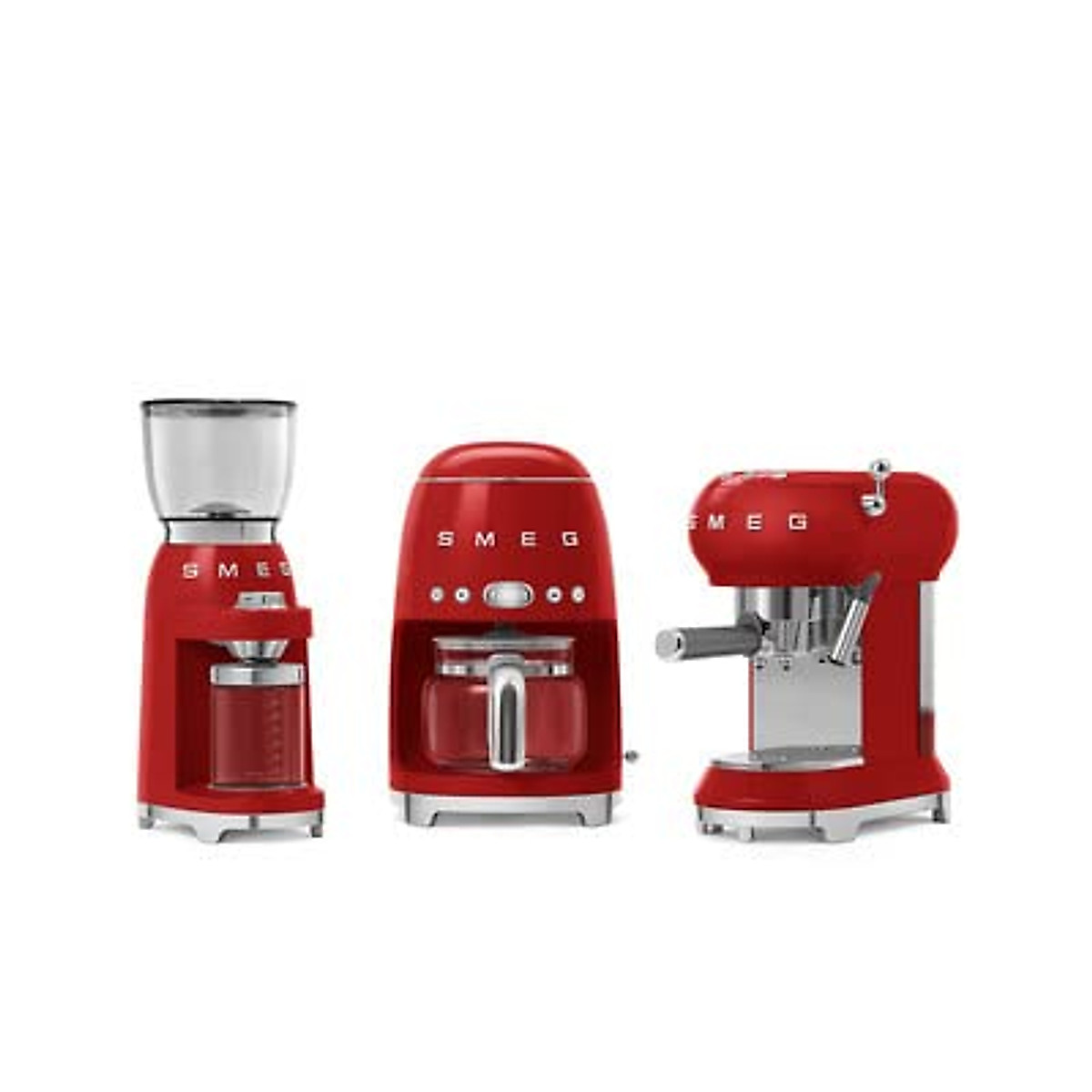 Smeg 50's Retro Drip Coffee Maker with Extra Glass Carafe, Red