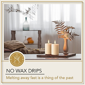 Melt Candle Pillar Candles, 3 Pack - Unscented Candles for Home, Church, Weddings, & More - 3" x 4", Ivory