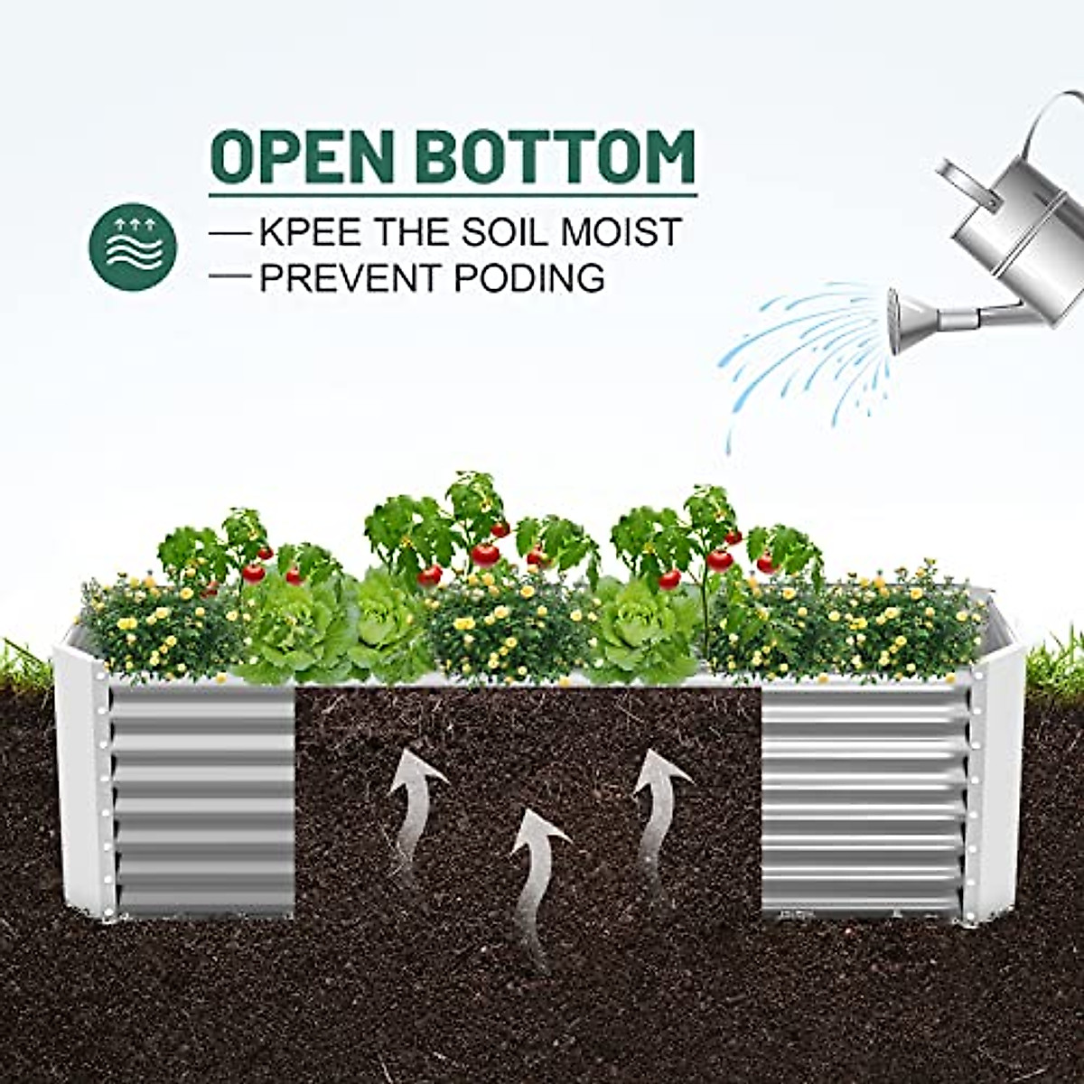 Land Guard 8×4×2 ft Galvanized Raised Garden Bed Kit, Galvanized Planter Raised Garden Boxes Outdoor, Large Metal Raised Garden Beds for Vegetables……