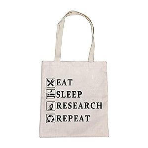 MBMSO Eat Sleep Research Repeat Tote Bag Researcher Gifts Shoulder Bag Lab Gifts Funny Science Gifts for Chemist Physicist