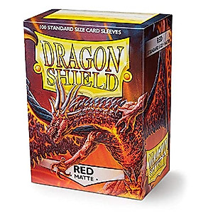 Dragon Shield 100 Count Standard Size Matte Deck Protector Sleeves (Matte Red)