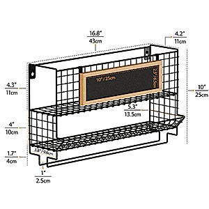 Wall35 Cork Wine Rack Wall Mounted, Wall Wine Bottle Holder with Wine Glass Rack, Wall Mount Wine Holder with Wine Cork Holder, Wall Wine Rack for Wine Bottles and Wine Glass Storage, Black, Metal