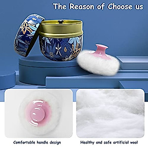 Qopoto Large Powder Puff for Body Powder and Container for Loose Powder, Baby Powder Puff and Powder Box for Bath and Travel (Midnight Flowers)