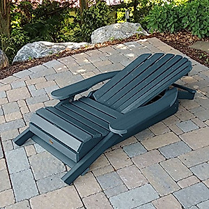 highwood AD-KITCHL5-NBE Hamilton Folding & Reclining Adirondack Chair with Ottoman and Cup Holder, Nantucket Blue
