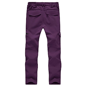 Gopune Women's Waterproof Windproof Fleece Lined Warm Hiking Ski Snow Insulated Pants (Purple,S)