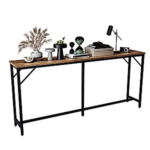 Yusong 71'' Long Console Table Sofa Tables Behind Couch, Narrow Entryway Table Skinny Tall Pub Bar Height Table for Living Room, Easy Assembly, Rustic Brown