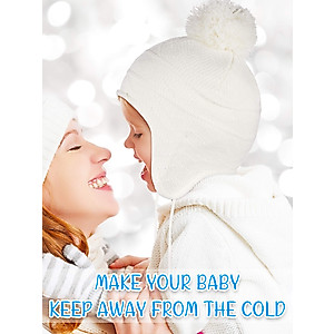 3 Pieces Toddler Baby Kid Winter Beanie Hat Warm Thick Fleece Lined Cap Knit Hat with Earflap and Chin Straps for Girls Boys (1-5 Years)