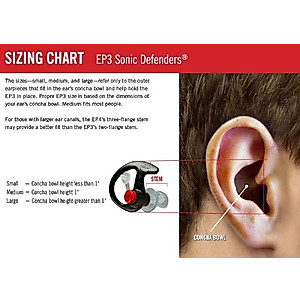SureFire EP4 Sonic Defenders Plus filtered Earplugs, triple flanged design, reusable, Clear, Medium