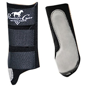 Professional's Choice Equine Easy-Fit Front Leg Splint Boot | Hook & Loop Closure | Sold in Pairs | One Size Fits All | Black