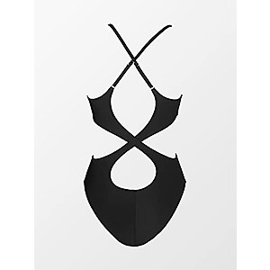 CUPSHE Women's One Piece Swimsuit Ruffle Deep V Neck Strappy Swimwear Bathing Suits Camel,M