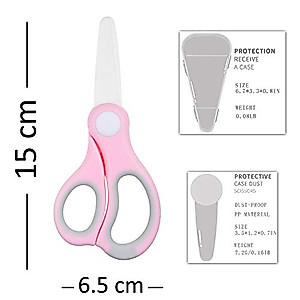 Kare & Kind Ceramic Baby Food Scissors - Pink - With Dust Cover and Storage Case - Cut Baby Food Easily - Ideal for Noodles, Meat, Chicken, Veggies and Fruits (Pink - 1 Pack)