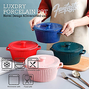 Eddie's Home ceramic round shape pot,Binaural handle,40oz-4 shine colors,for soup and steaming (Green)