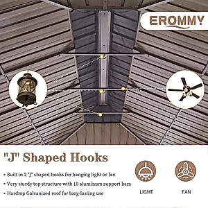 EROMMY Hardtop Gazebo Galvanized Steel Outdoor Gazebo Canopy Double Vented Roof Pergolas Aluminum Frame with Netting and Curtains for Garden,Patio,Lawns,Parties (12'x 20')