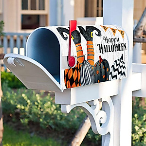 Texupday Happy Halloween Boo Witch Feet Pumpkin Decoration Mailbox Cover with Magnetic Strip Fall Holiday Mailbox Wraps Post Letter Box Cover Standard Size 21" X 18" for Garden Outdoor Yard Decor