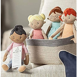 DEMDACO Beautiful Black Haired Girl 14 inch Plush Polyester Fabric Stuffed Doll Toy