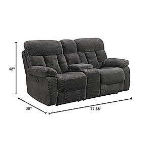 New Classic Furniture Bravo Polyester Console Loveseat with Power Footrest, Charcoal
