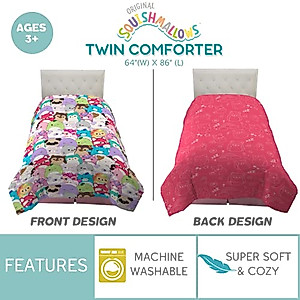 Franco Squishmallows Bedding Super Soft Microfiber Reversible Comforter, Twin, (Official Licensed Product)