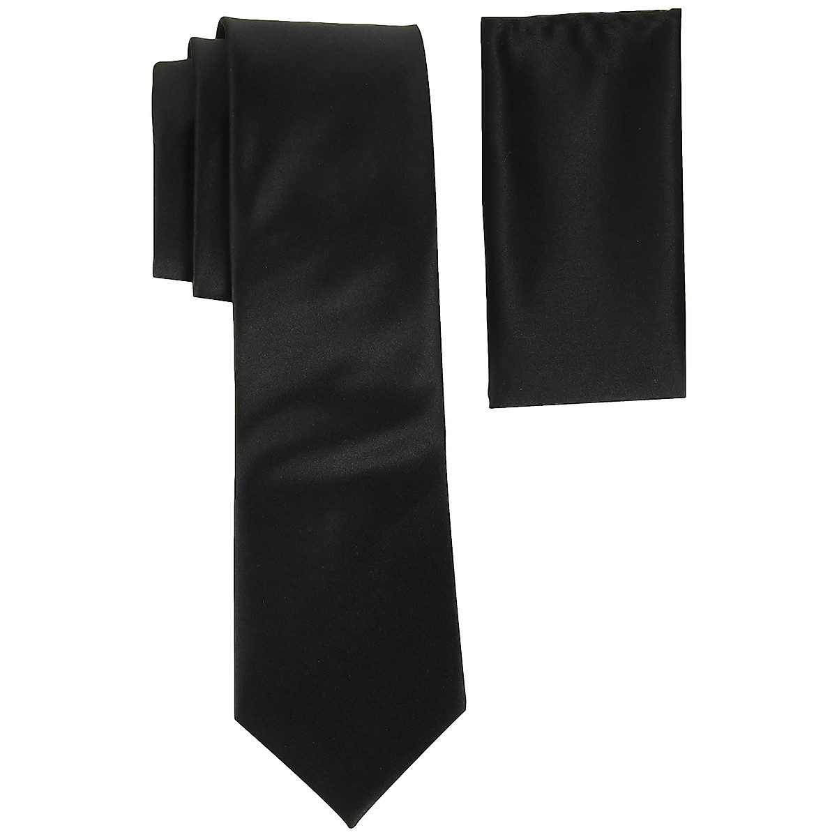 Stacy Adams Men's Satin Solid Tie Set, Black, One Size
