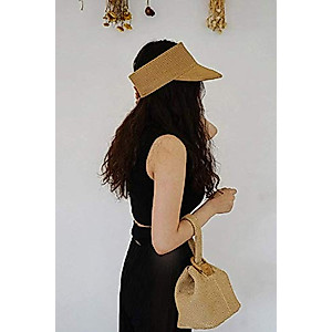 Women Top Handle Bag Straw Weave Circular Ring Bucket Bag