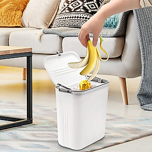 Frcctre 2 Pack 2.4 Gallon Kitchen Compost Bin, Hanging Trash Can with Lid Garbage Can for Countertop or Under Sink, Wall Mounted Counter Waste Bin for Kitchen Bathroom Bedroom Office