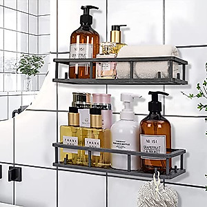 Infitran 2-Pack Shower Caddy Basket Shelf No Drilling Traceless Adhesive Shower Wall Shelves Bathroom Shower Storage Organizer Shampoo Holder Organizer for Bedroom Bathroom Living Room Kitchen (2)