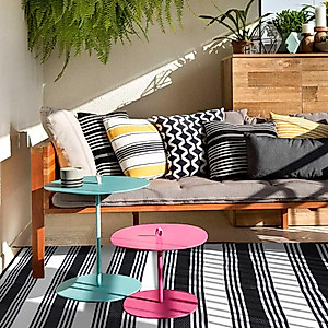 Pcinfuns Plastic Straw Rug,Patio Rugs RV Camping Rug Reversible Mat,6'x9' Reversible Mats Large Floor Mat and Rug for Outdoor,Black & White Thin Stripe