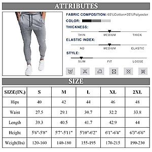 BUXKR Men's Slim Joggers Workout Pants for Gym Running and Bodybuilding Athletic Bottom Sweatpants with Deep Pockets,Dark Grey&Light Grey,M