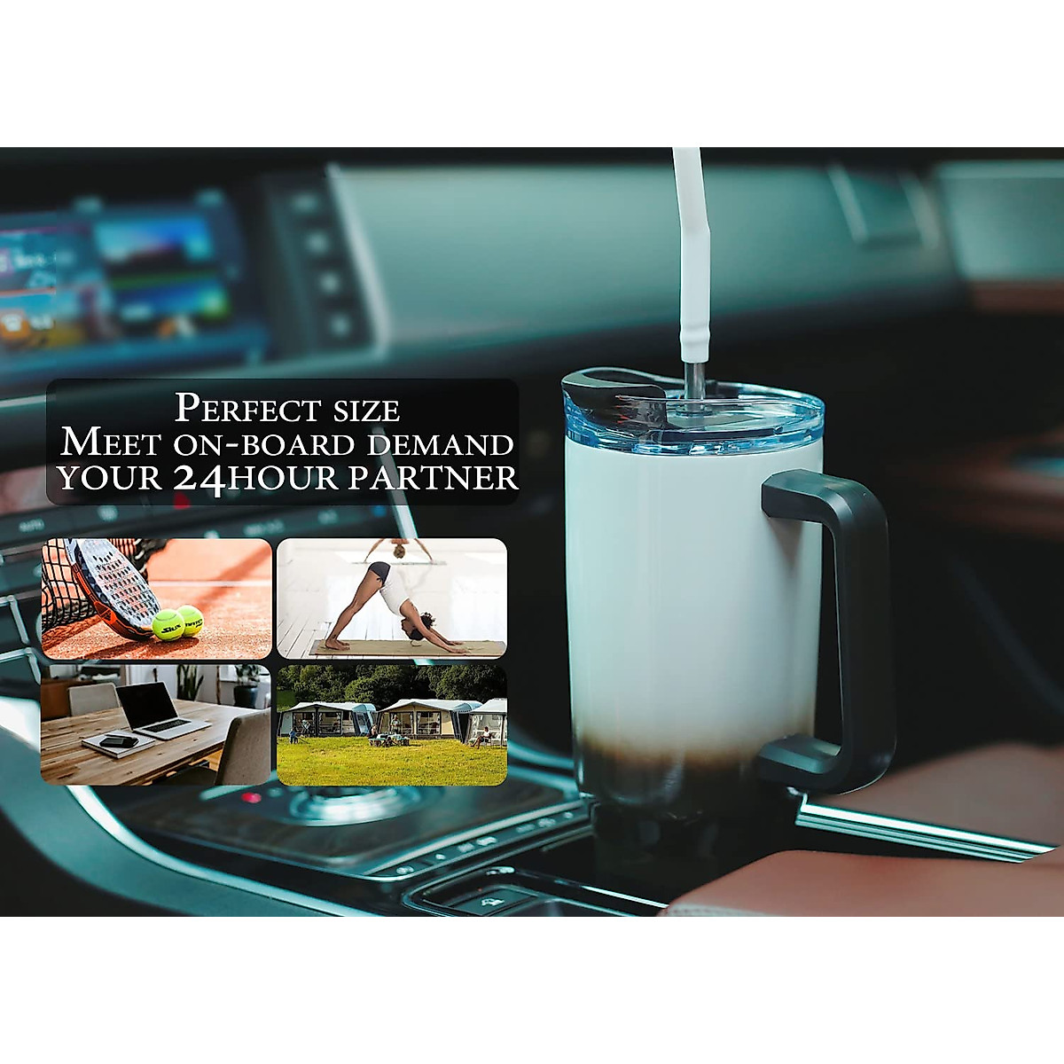 Murmioo 40OZ Tumbler with Handle and Straw,Insulated Leak Proof Stainless Steel Travel Mug,Reusable Water Bottle Cup，Maintains Cold, Heat, and Ice for Hours(Purple green gradient)